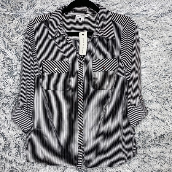 Notations | Tops | Notations Striped Button Up Womens Dress Shirt ...